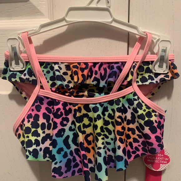 Limited Too | Swim | Newblue Pink Cheetah Ruffle Bikini Girls ...